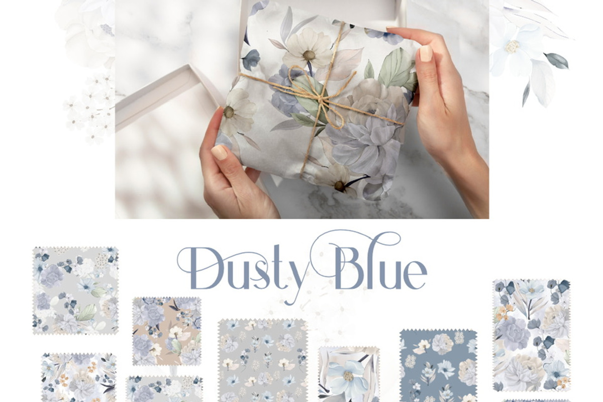 Dusty blue Pattern Collection | Creative Market