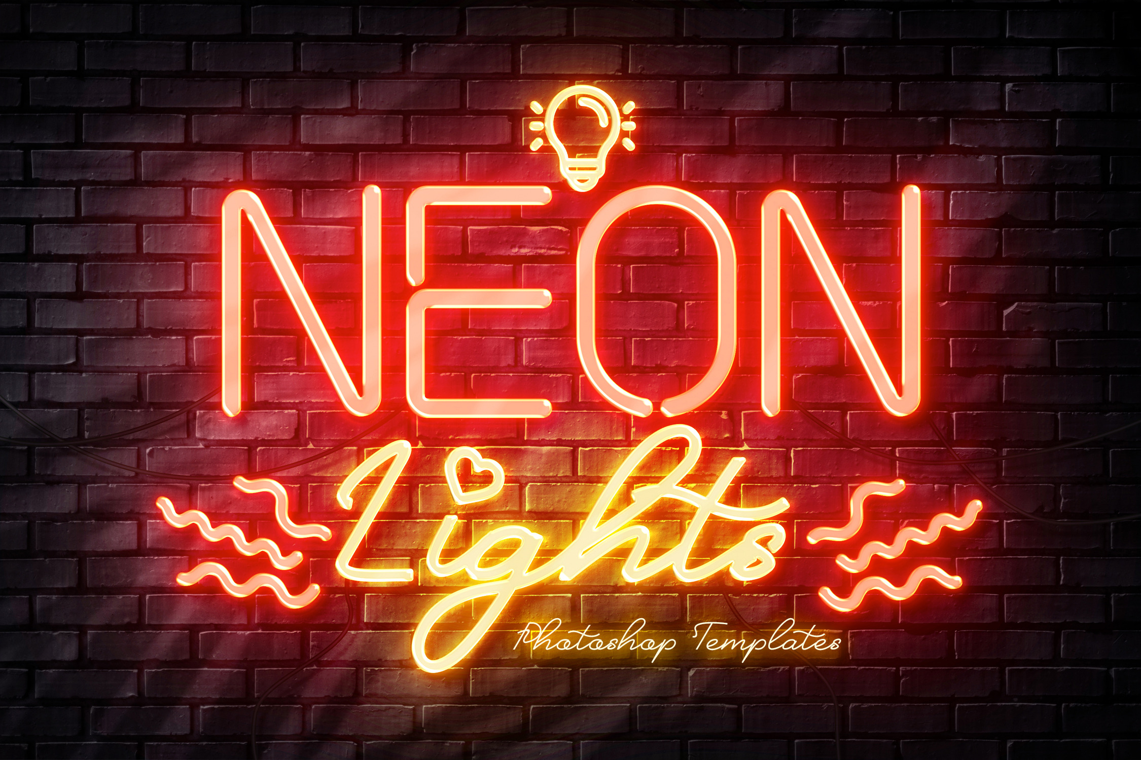 Neon Lights Photoshop Templates, a Product Mockup by Andrew Skoch Design