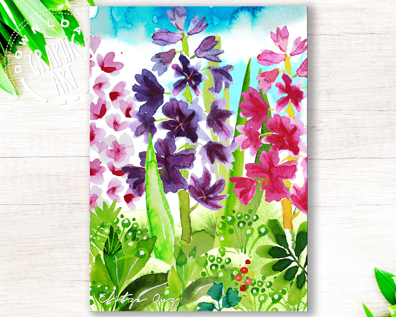 Printable cards; Spring Garden, a Card Template by Download Graphic Art