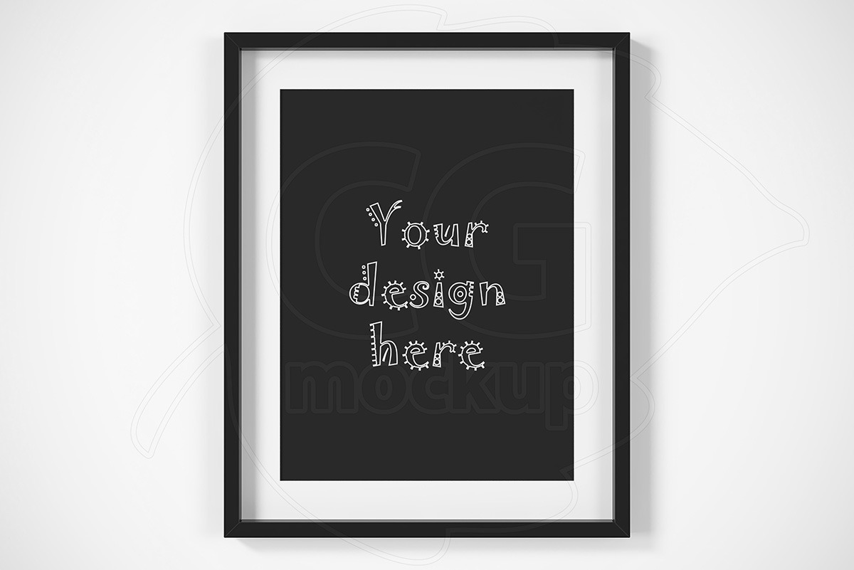 Black frame with matt 9x12 mockup, a Print Template by CGmockup