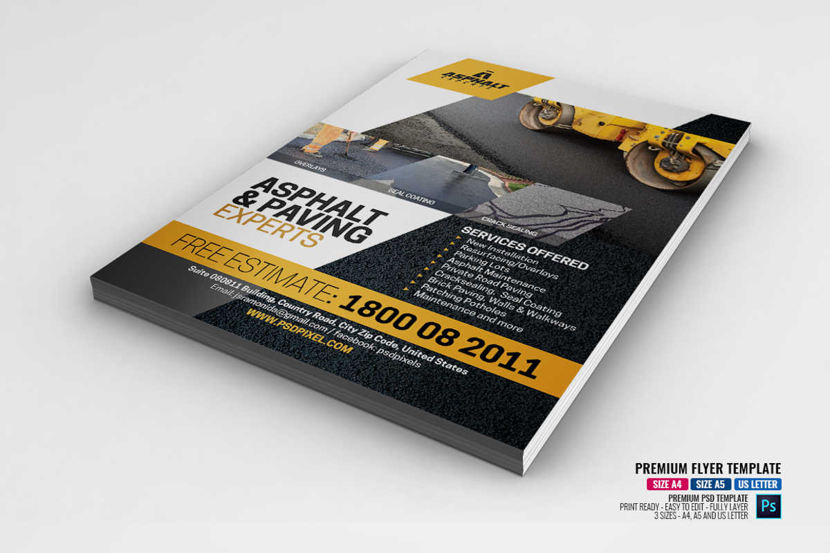 Asphalt Company Promotional Flyer, a Flyer Template by PSDPixel ...