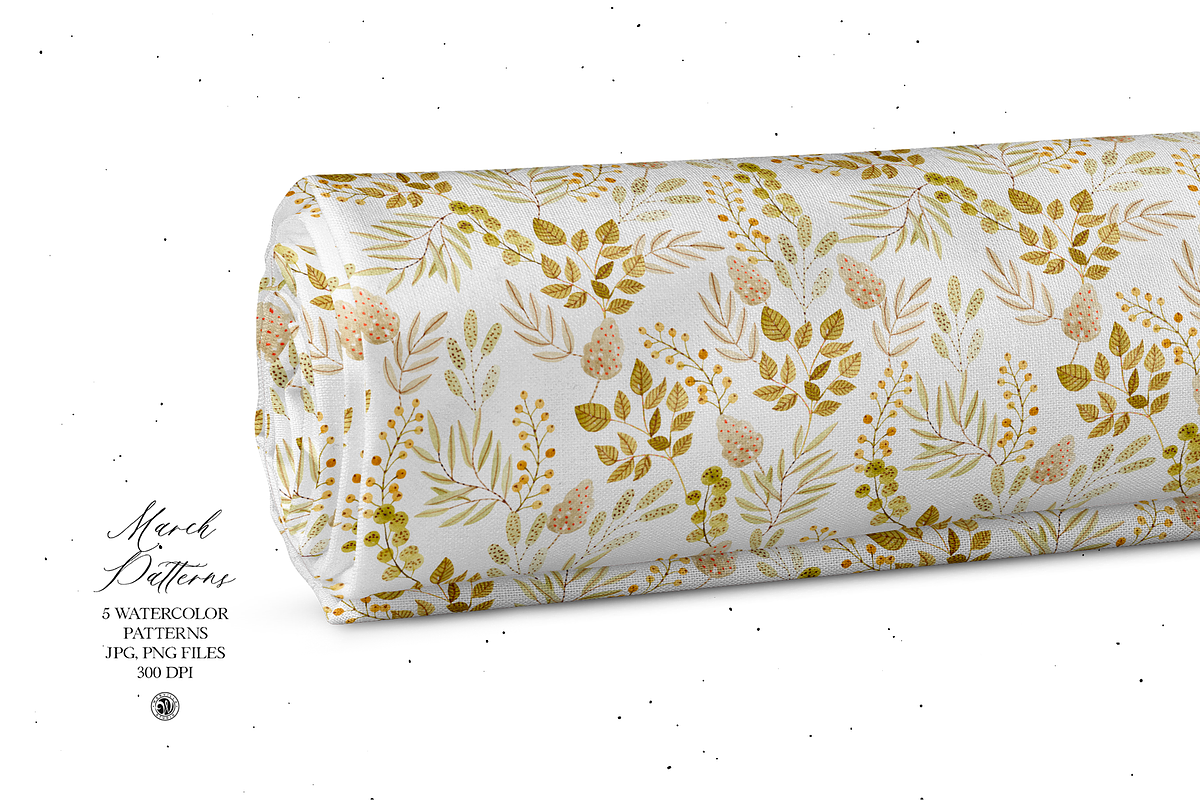 March Patterns - Watercolor Set, a Pattern Graphic by Webvilla Studio