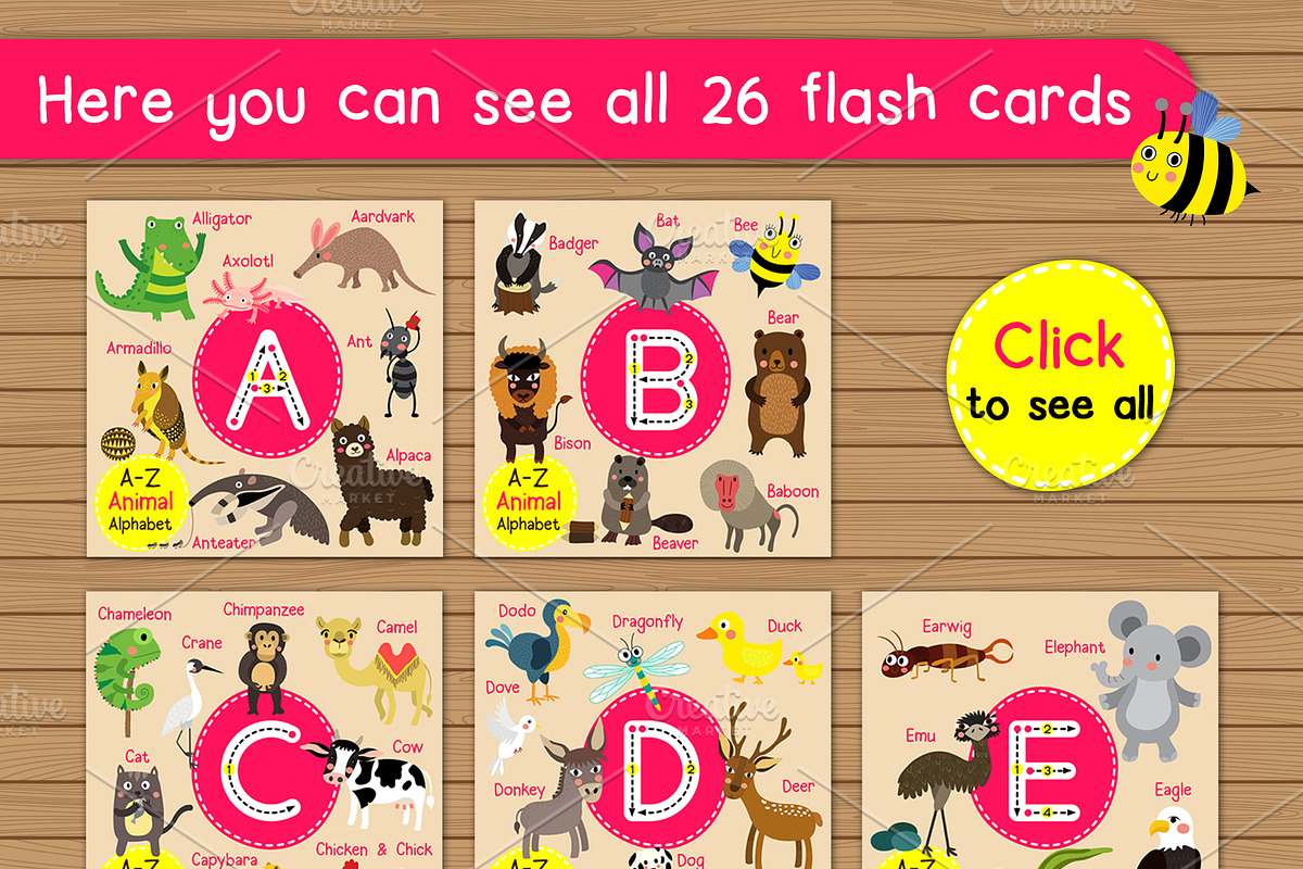 ABC animal vocabulary flashcards, an Animal Illustration by Natchapohn ...