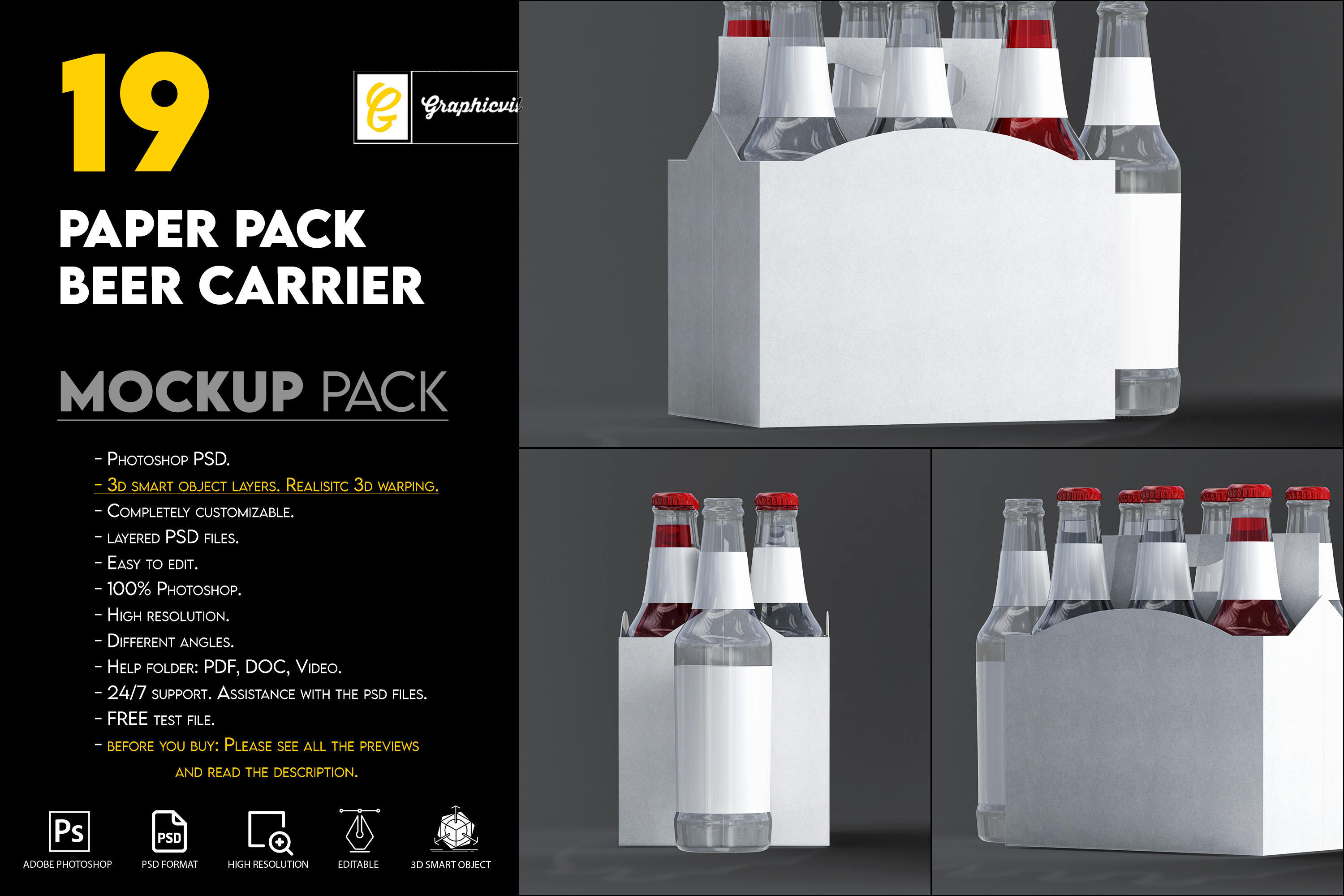 Paper Pack Beer Carrier Mockup