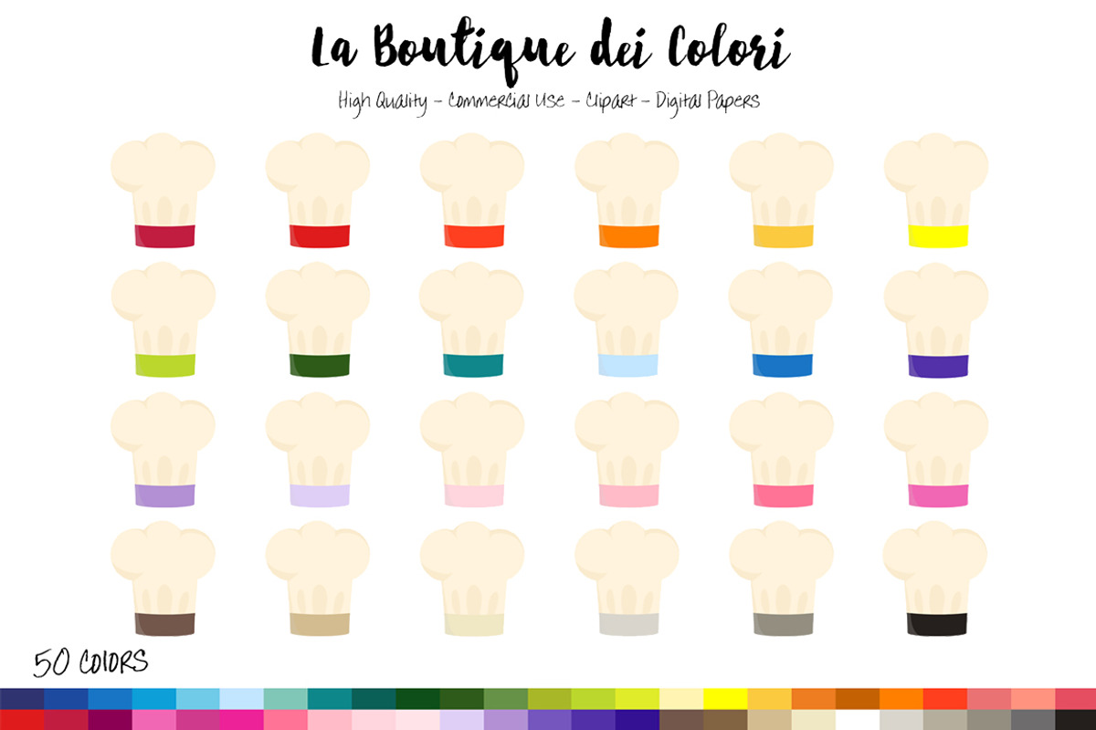 50 Rainbow Chef Hat Clip Art, an Illustration by La Boutique dei Colori