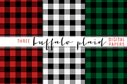 buffalo plaid digital paper, a Pattern Graphic by dinosaurstew