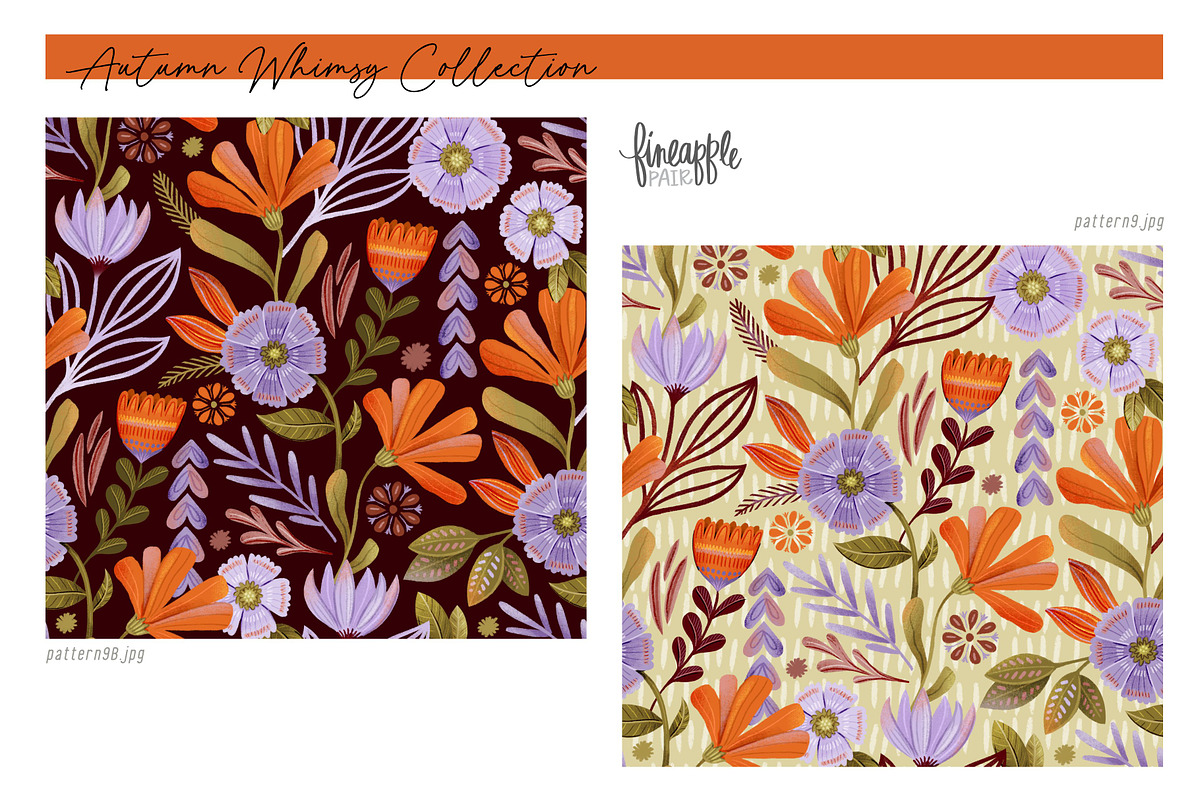 Fall Floral Seamless Patterns