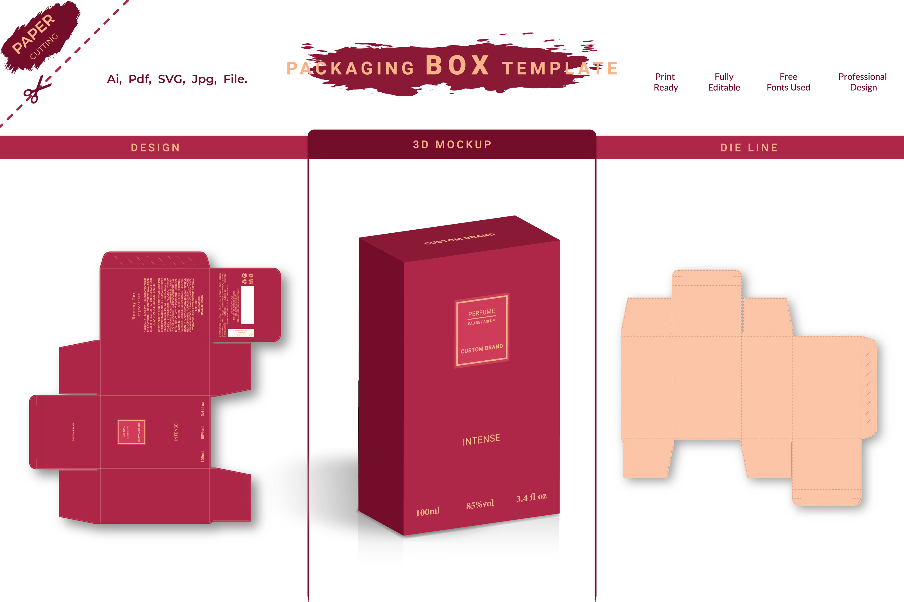 3D Box Packaging Design Template, an Object Graphic by sumonuix