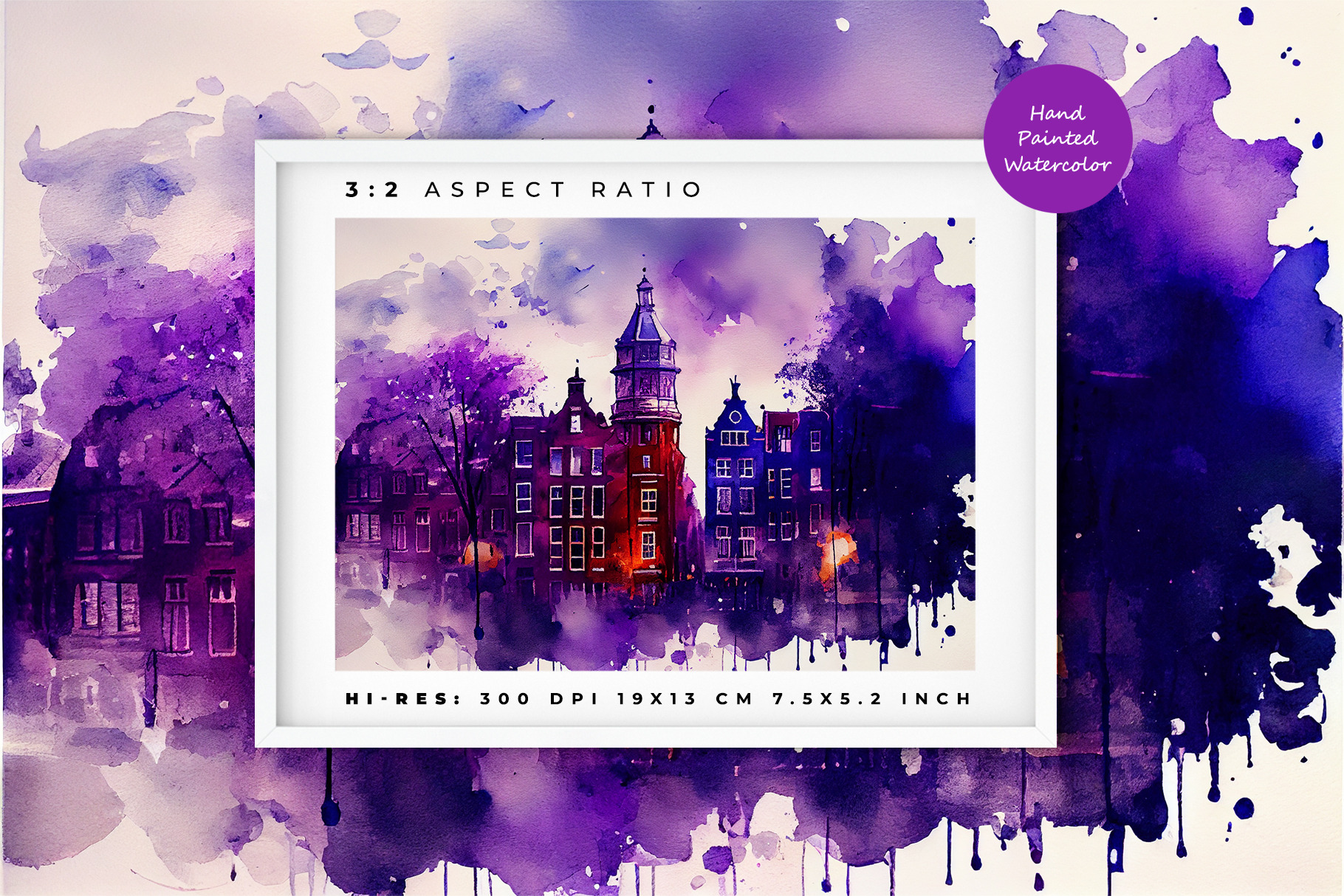 Amsterdam Watercolor Art Print, a Decorative Illustration by Lavinsky ...