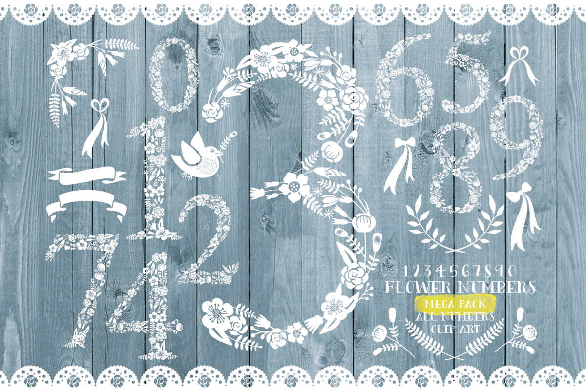All flower numbers from 0 to 9, a Decorative Illustration by GrafikBoutique