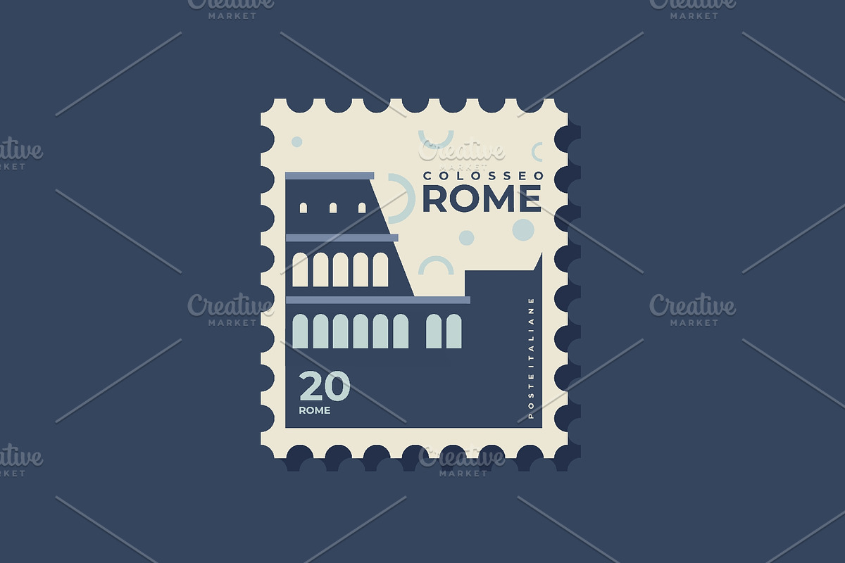 Postage Stamps Design of Italy, an Illustration by wonderkid
