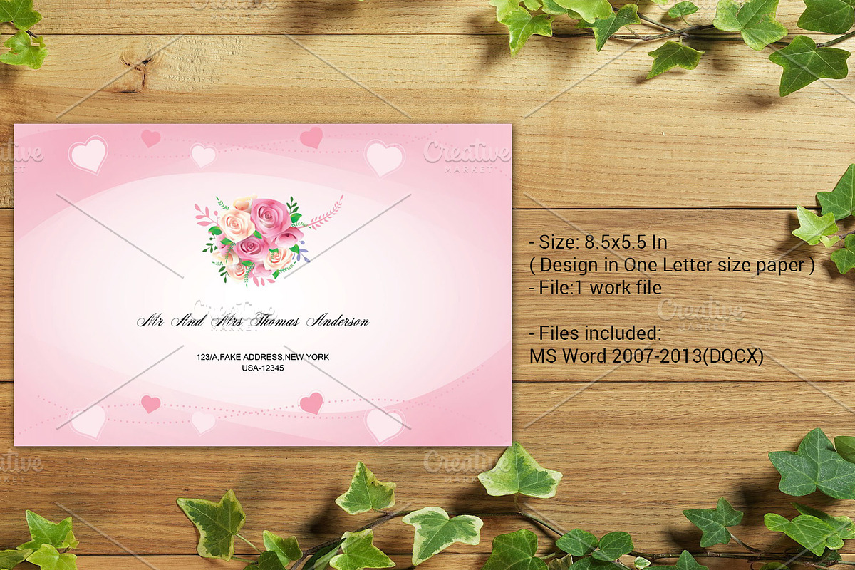 Wedding Envelope Template, a Stationery Template by retrographix