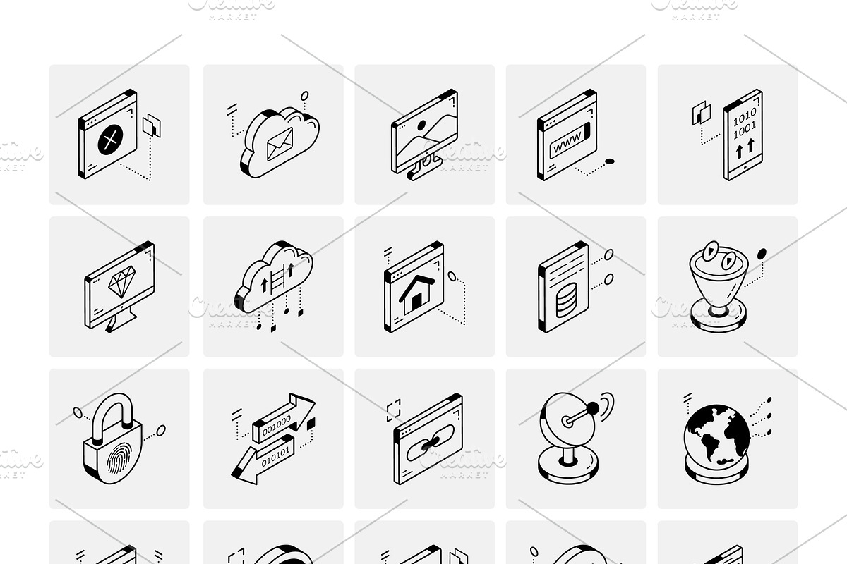 Isometric Cloud Computing Icons