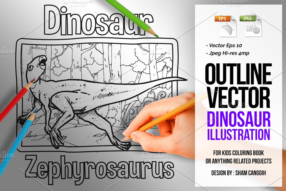 Dinosaur Art Line - Zephyrosaurus, an Animal Illustration by ...