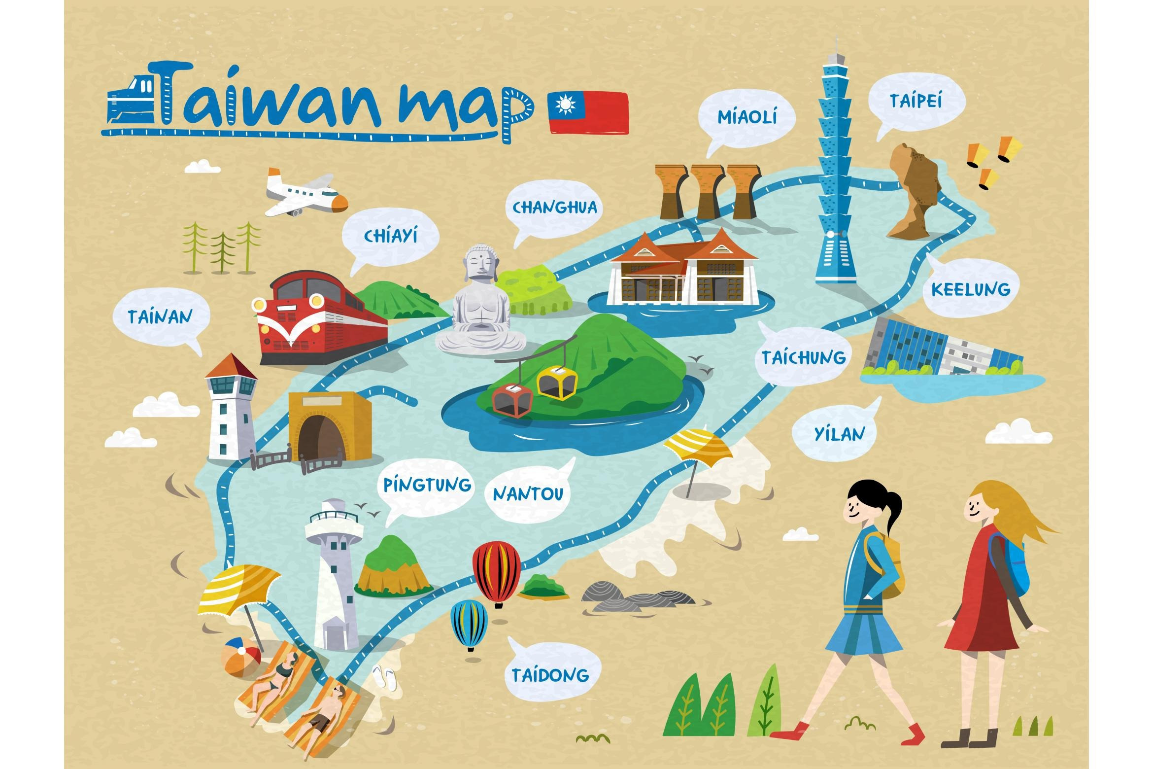 Taiwan travel map, an Illustration by TotallypicRF