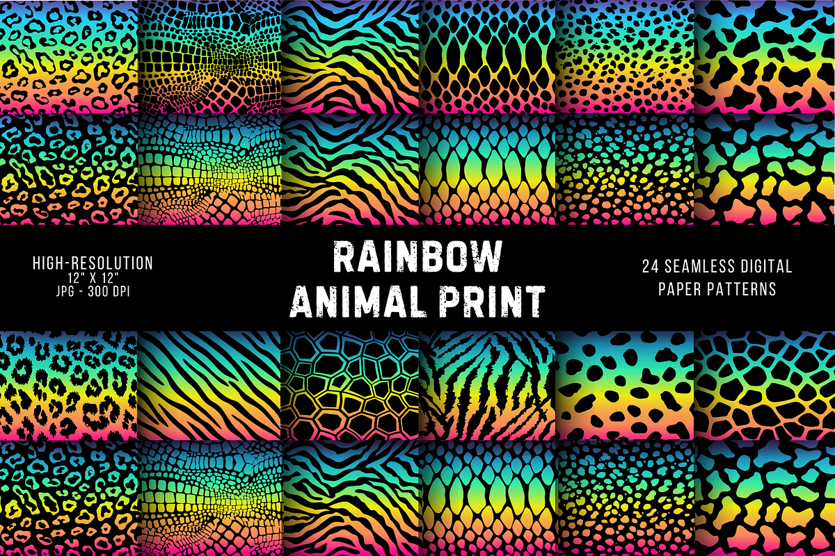 Rainbow Animal Print Digital Paper