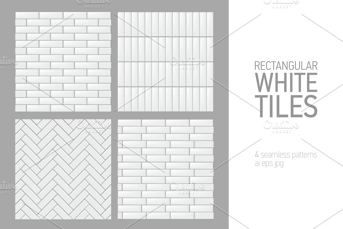 Modern rectangular white tiles, a Pattern Graphic by Good Studio