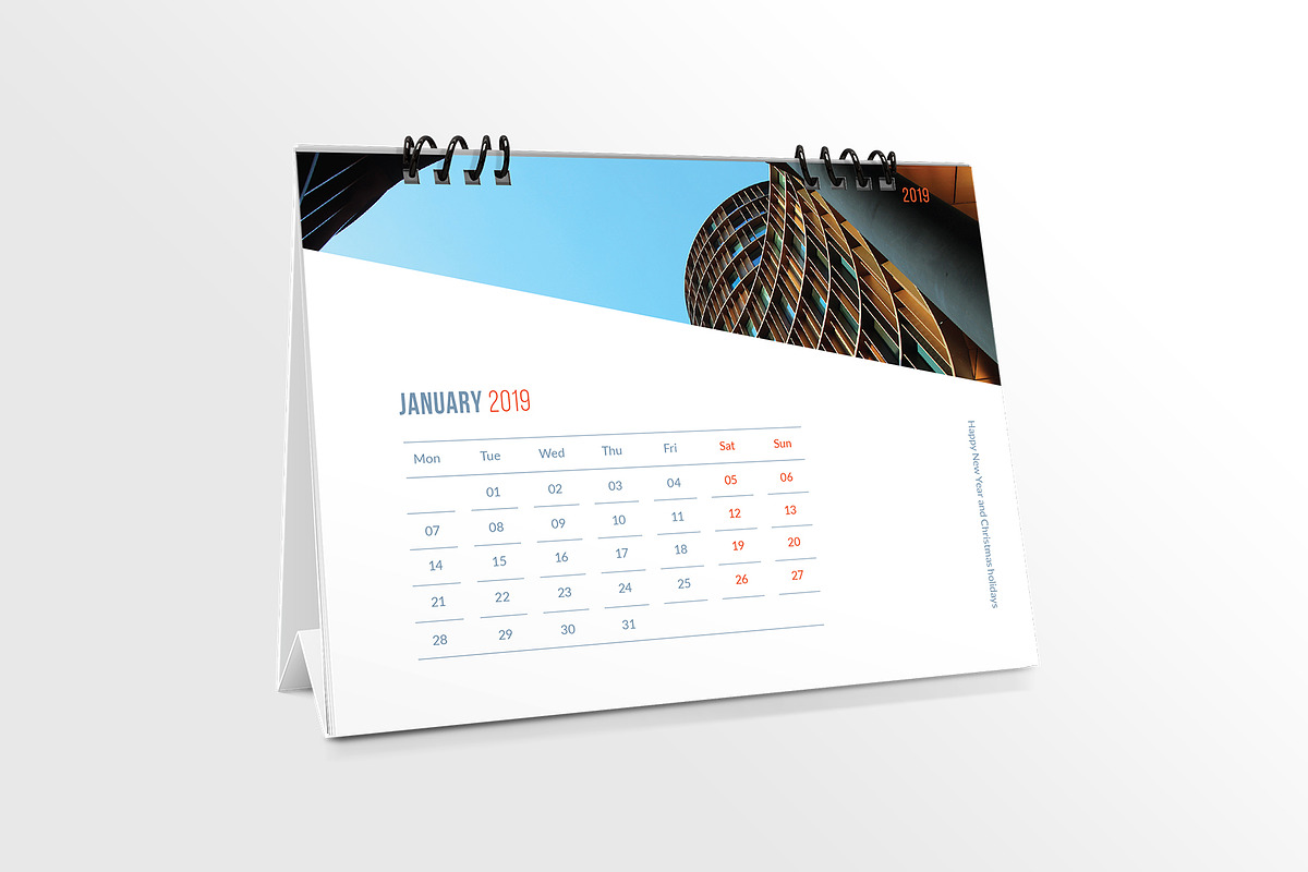 Desk Calendar for 2019, a Stationery Template by Vepix