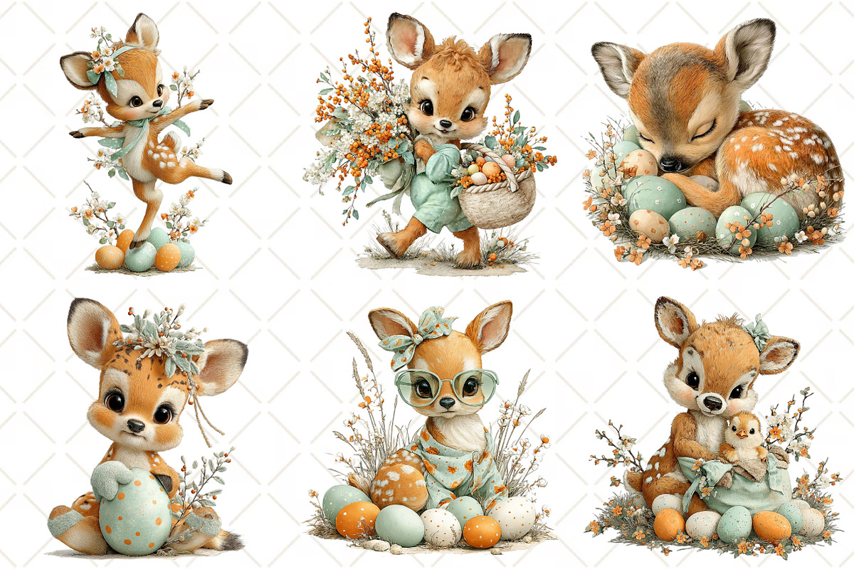 Whimsical Easter Deer Clipart, an Illustration by Black Bird Studio
