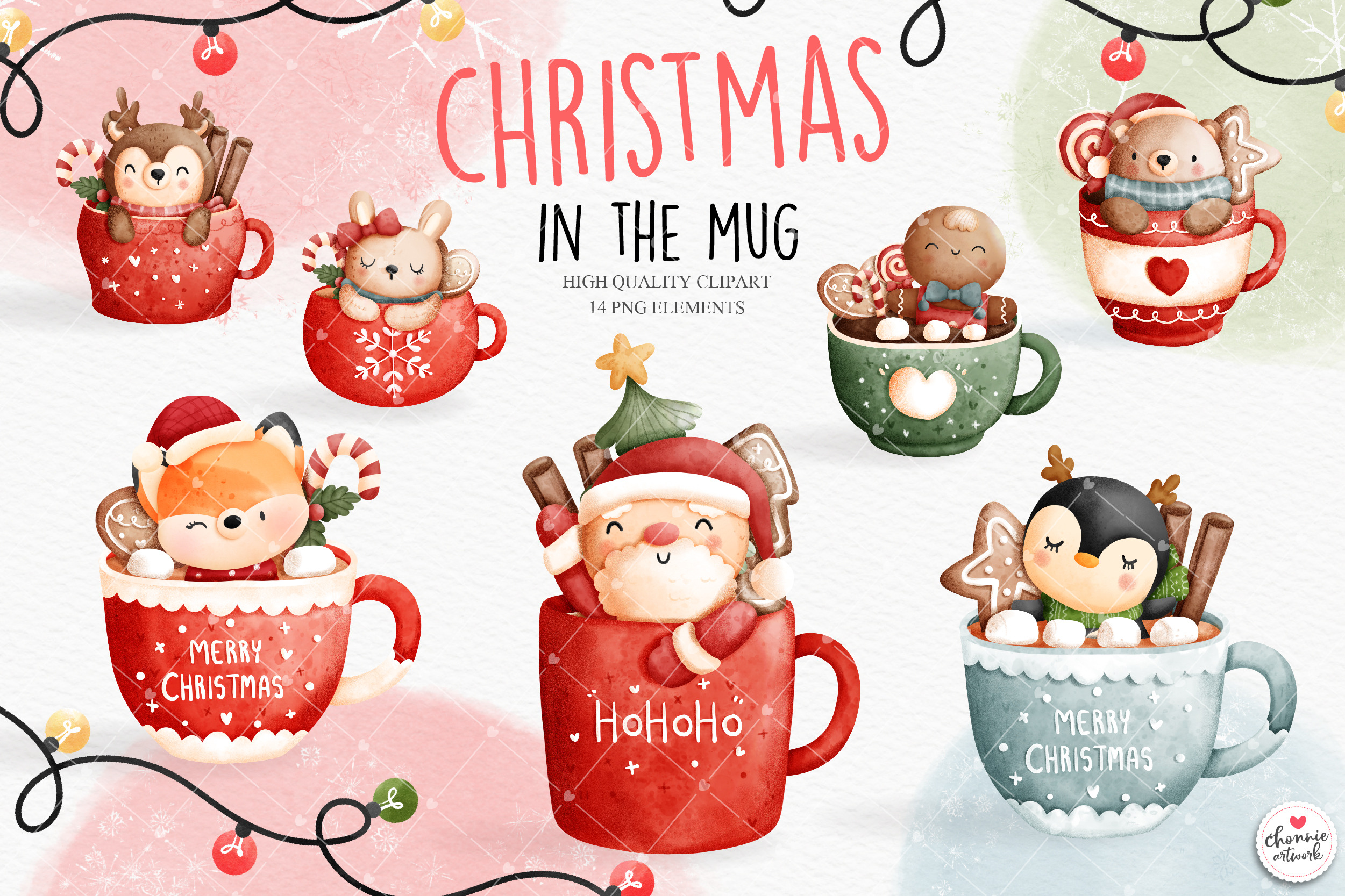Christmas mug clipart, an Animal Illustration by Chonnieartwork