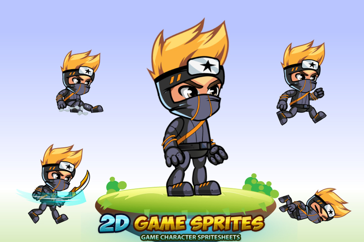 Ninja 2D Game Character Sprites, an Illustration by DionArtworks