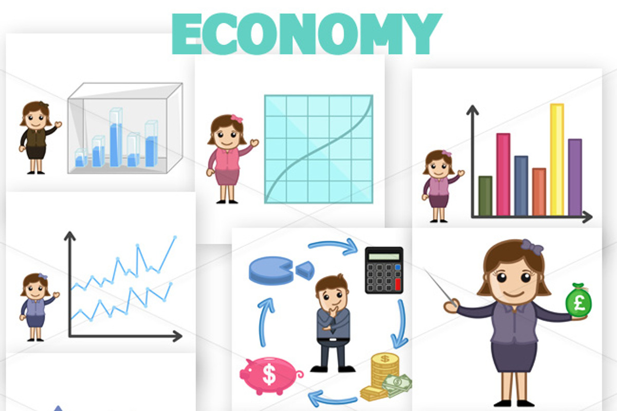 30+ Economy Concepts Cartoons, a Work Illustration by TrueMitra Designs