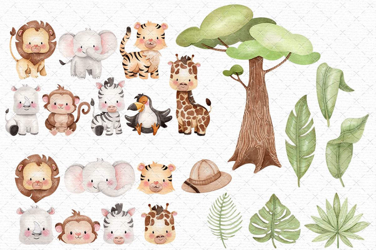 Safari Baby Animals Clipart, an Illustration by Gau Silva Studio