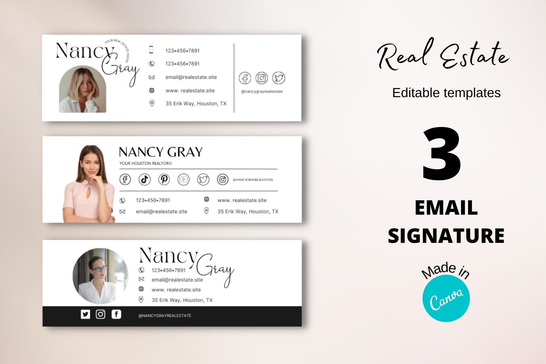 Email Signature Realtor | Canva, an Email Template by MediaKitTemplates