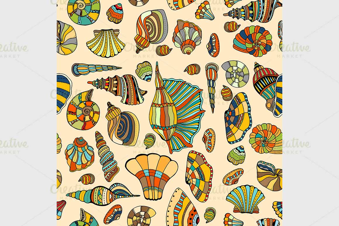 seashell seamless pattern, a Background Graphic by IllustrationArtShop