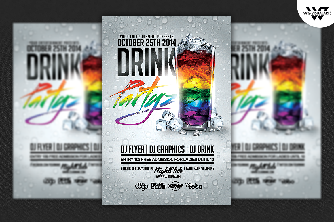 DRINK PARTY Flyer Template, a Flyer Template by WG DESIGN | Creative Market