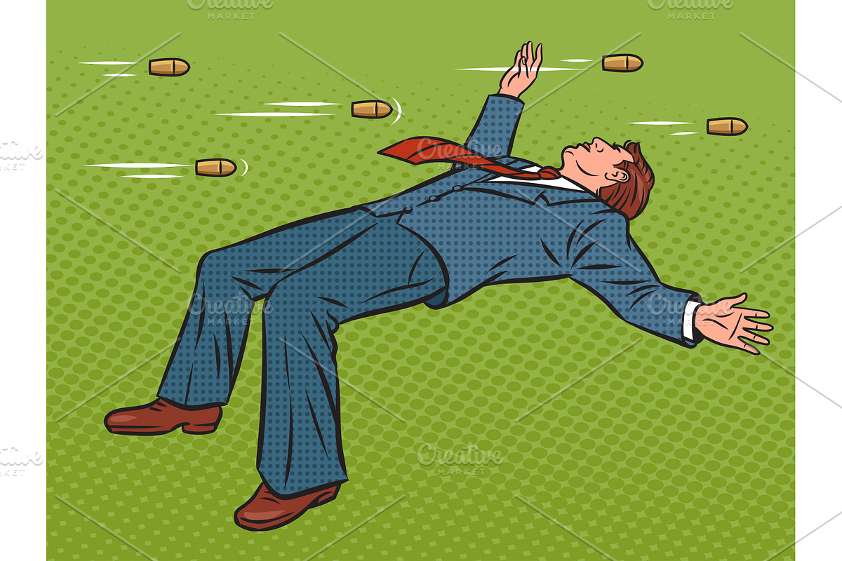 man dodging bullets pop art vector | Creative Market