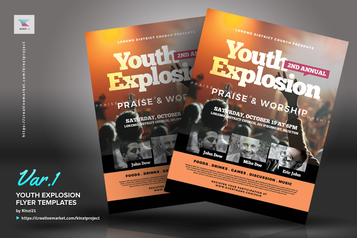 Youth Explosion Flyer Templates, a Flyer Template by kinzi21