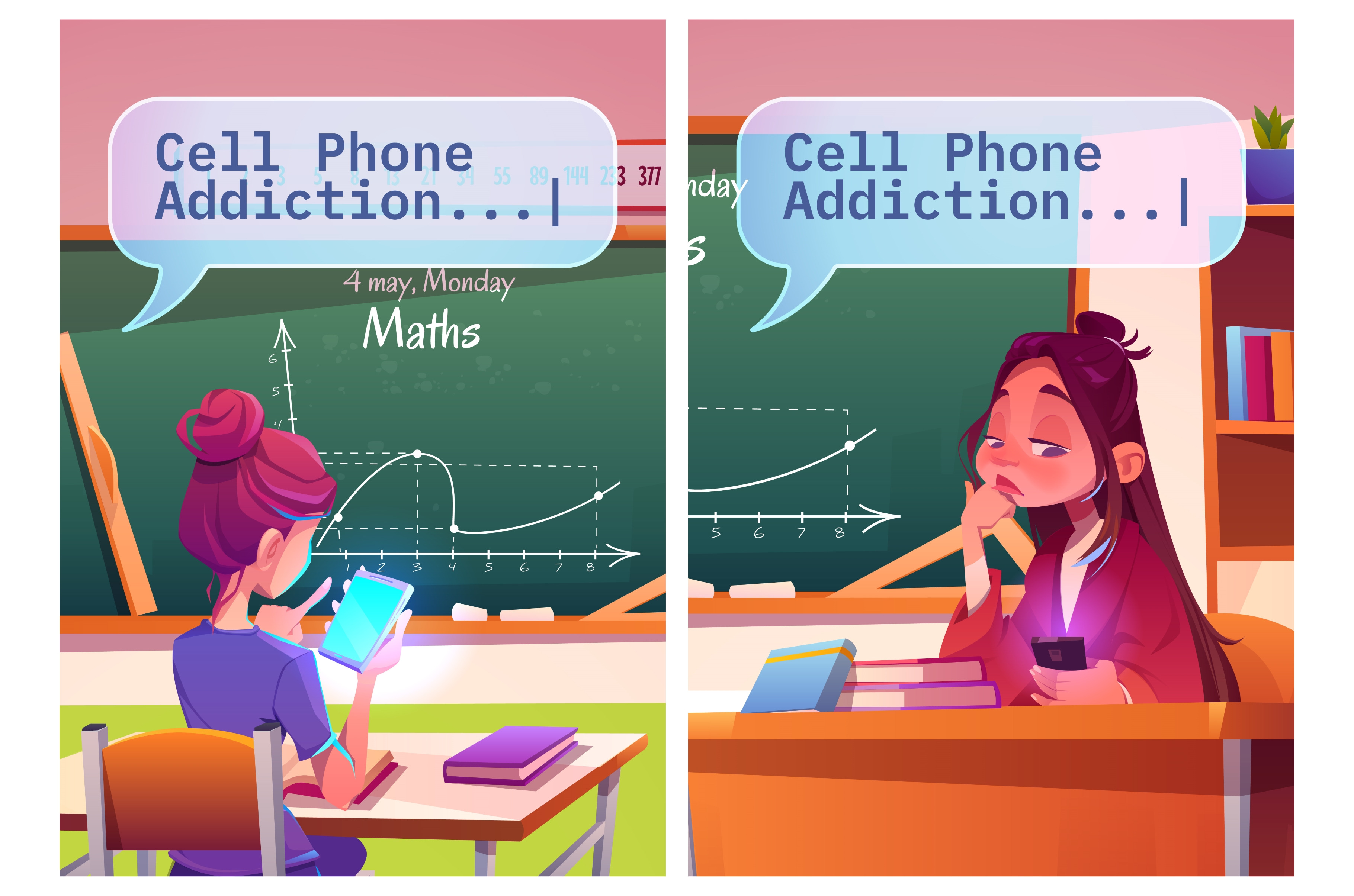Cell phone addiction posters, boring | Education Illustrations ...