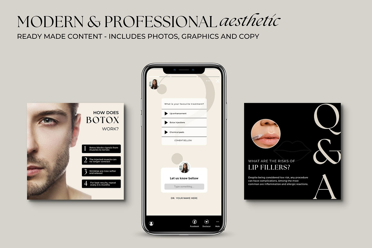Botox & Fillers Canva Templates, a Social Media Template by Studio Suvelle