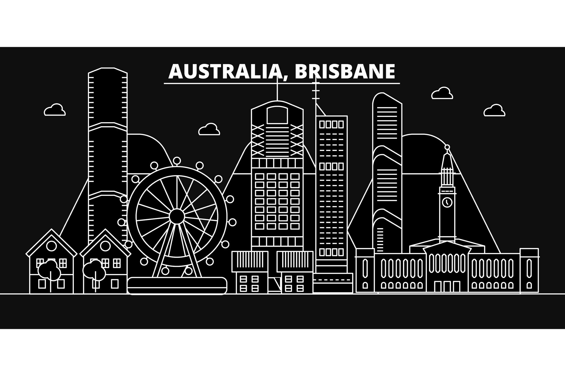 Brisbane silhouette skyline. Australia - Brisbane vector city ...