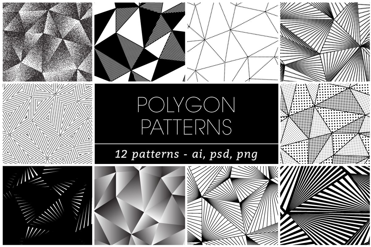 12 POLYGON TRIANGLE PATTERNS, a Pattern Graphic by kloroform
