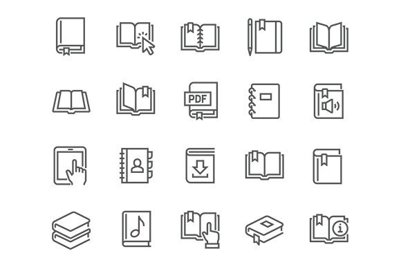 Line Book Icons, an Outline Icon by Davooda