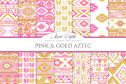 Pink & Gold Boho Seamless Patterns, a Pattern Graphic by Avenie Digital