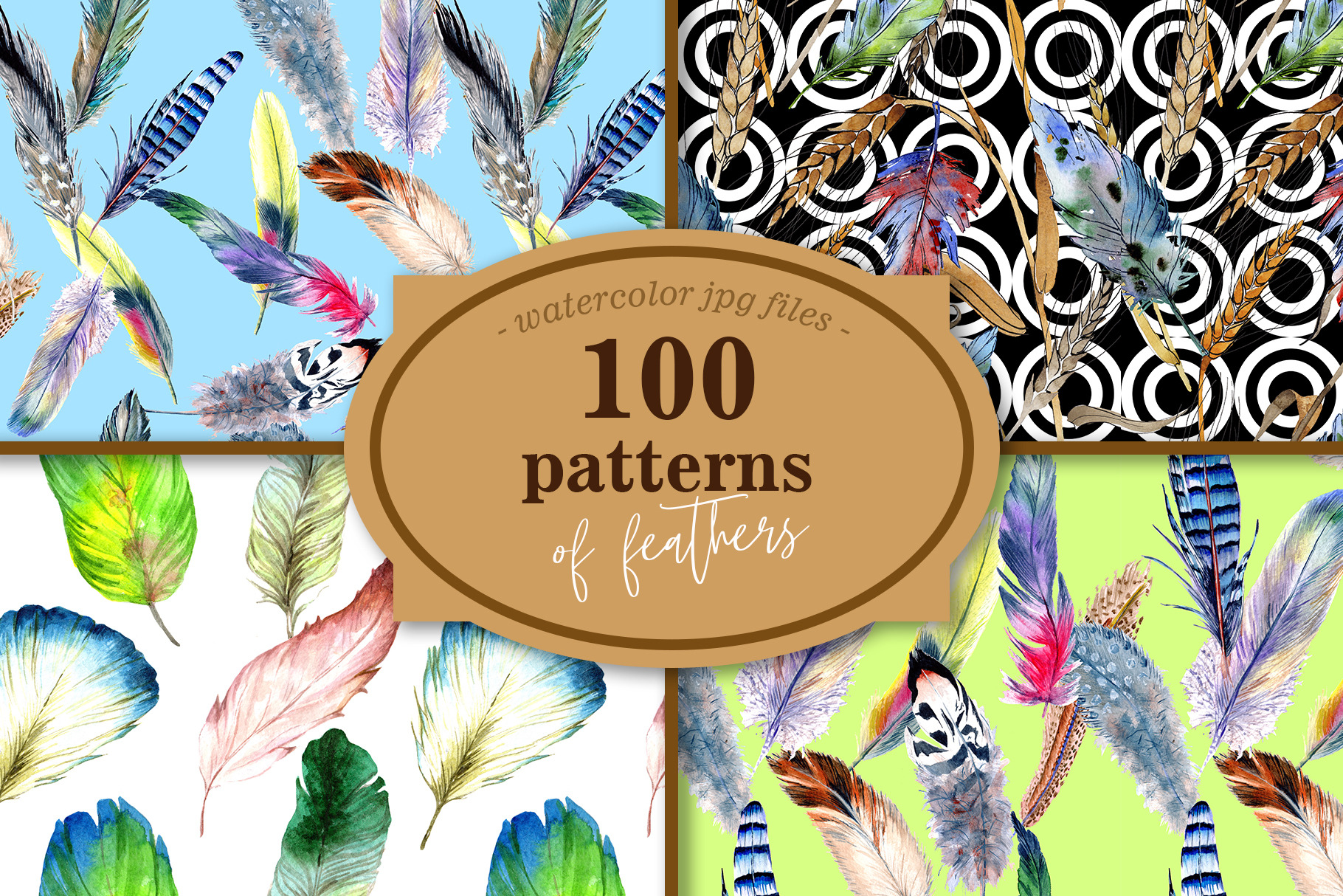100 patterns of feather JPG set, a Texture Illustration by ...