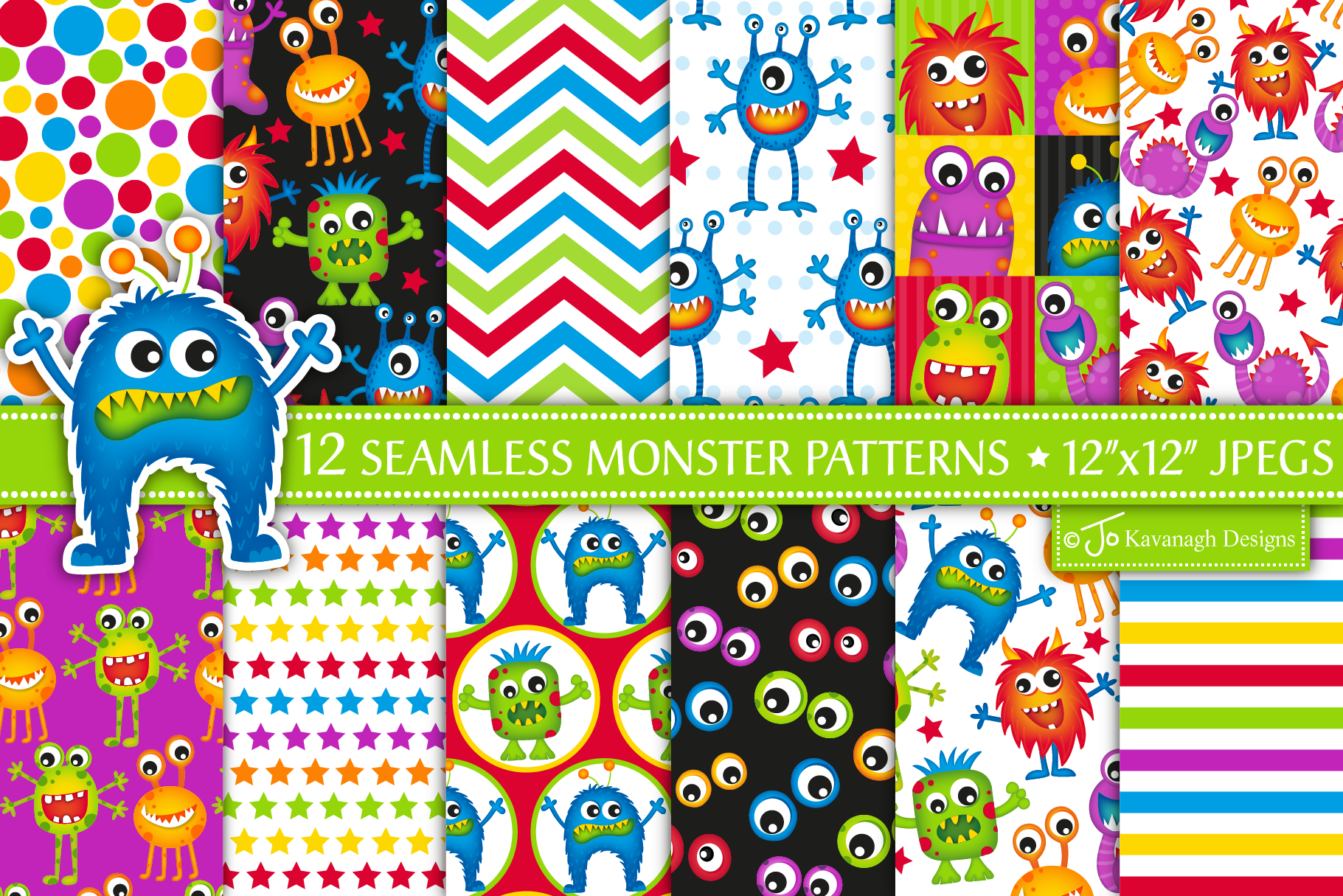 Monster Digital Paper -P18 | Graphic Patterns ~ Creative Market