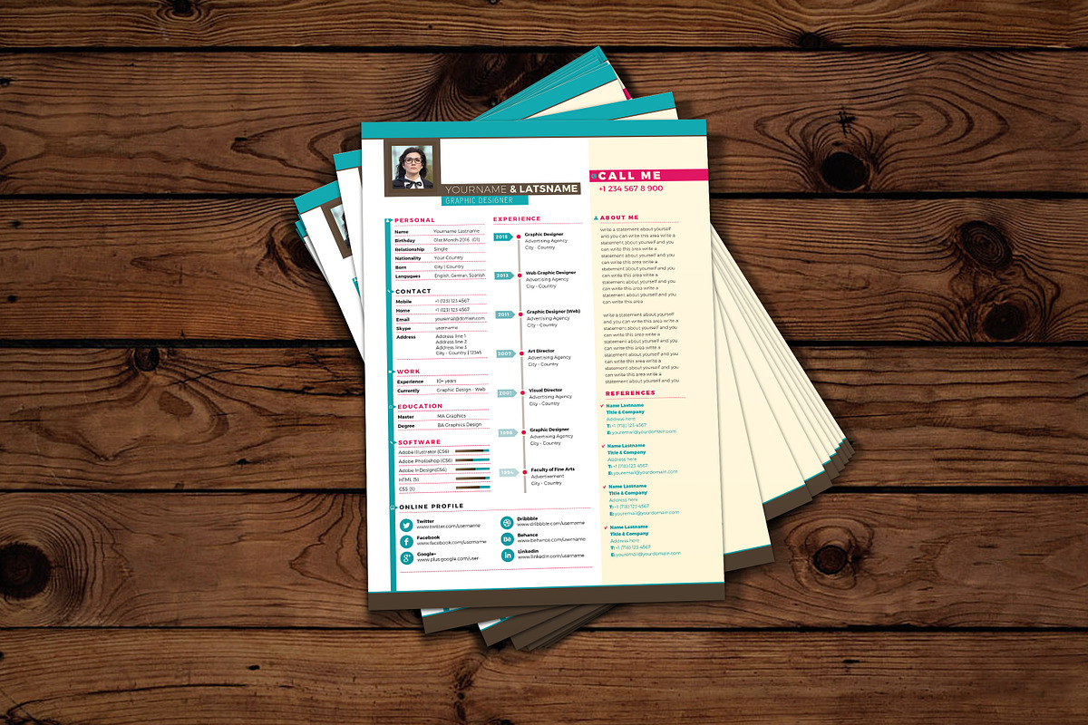 Professional Swiss Resume CV 3 Color, a Resume Template by Star Graphic ...