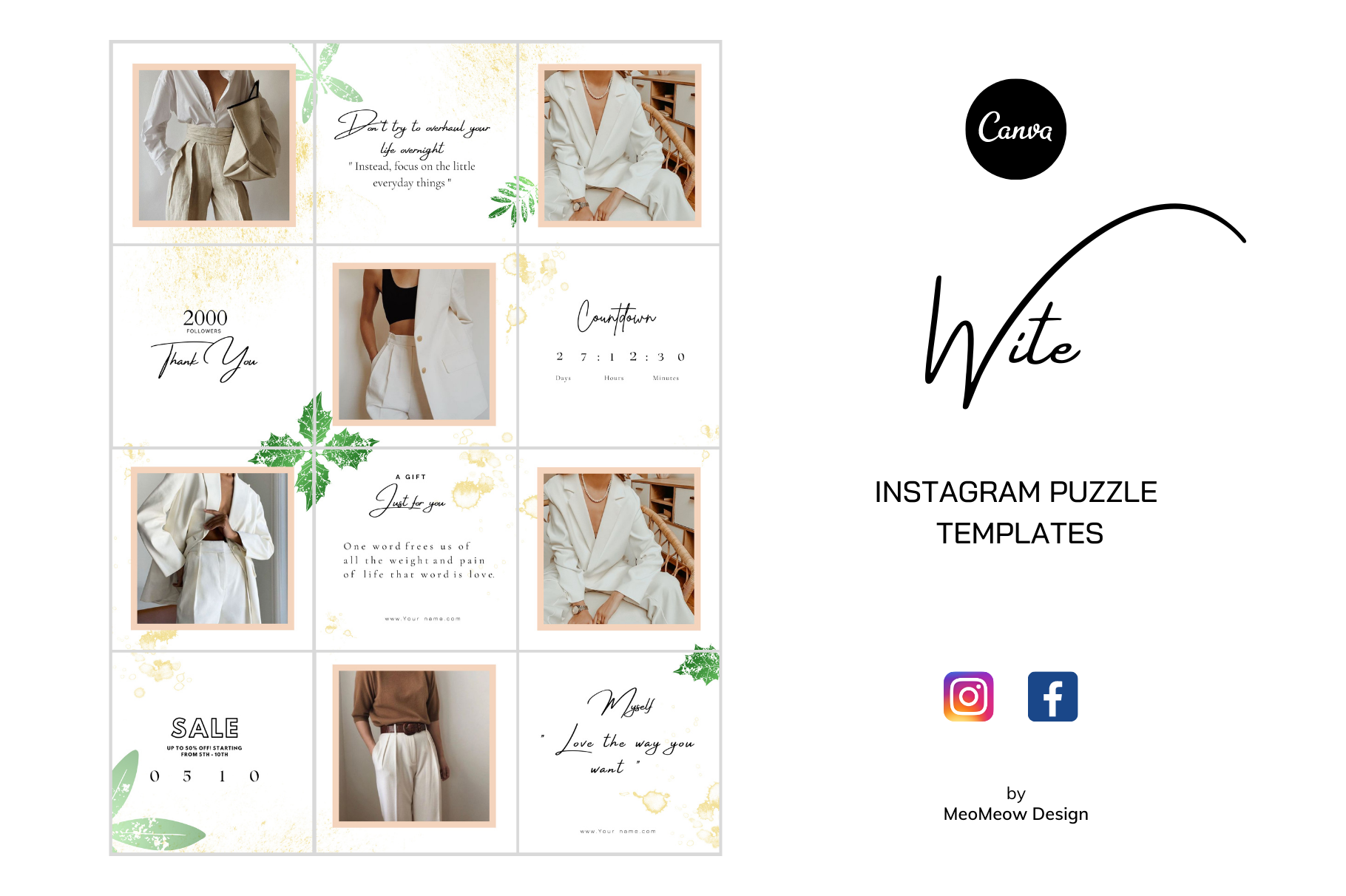Instagram Template Grid, a Social Media Template by Meoww_Design ...