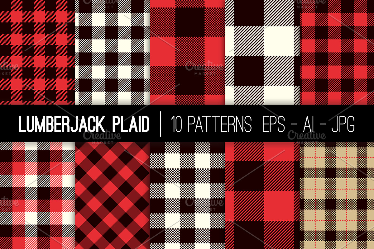 Vector Lumberjack Plaid Patterns, a Pattern Graphic by SubwayParty