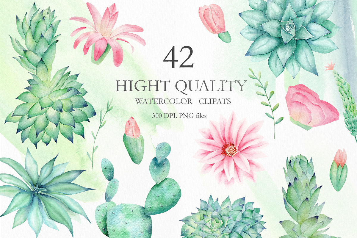 Cactus Watercolor Clipart Collection, an Illustration by SunRayArtDesigns