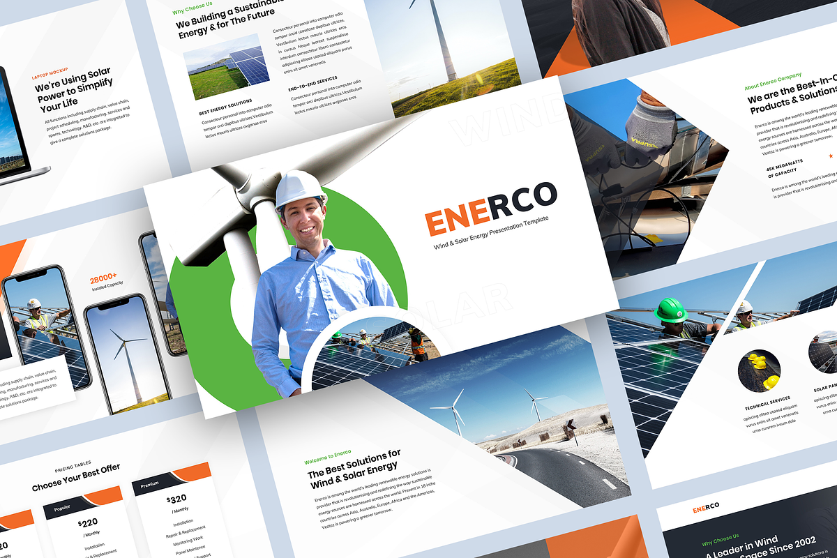 Wind & Solar Energy PowerPoint, a Presentation Template by Graphue