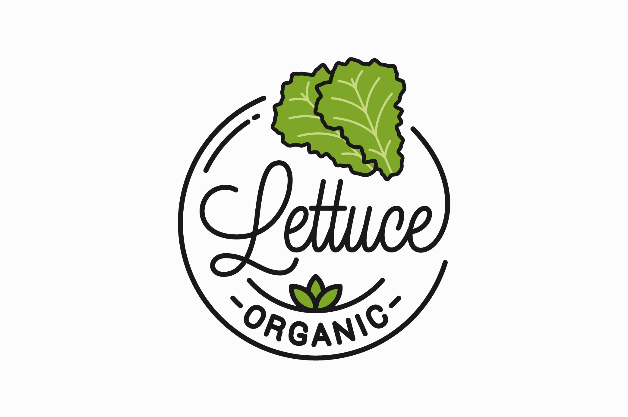 Lettuce vegetable logo. Round linear, an Object Graphic by PushLogo