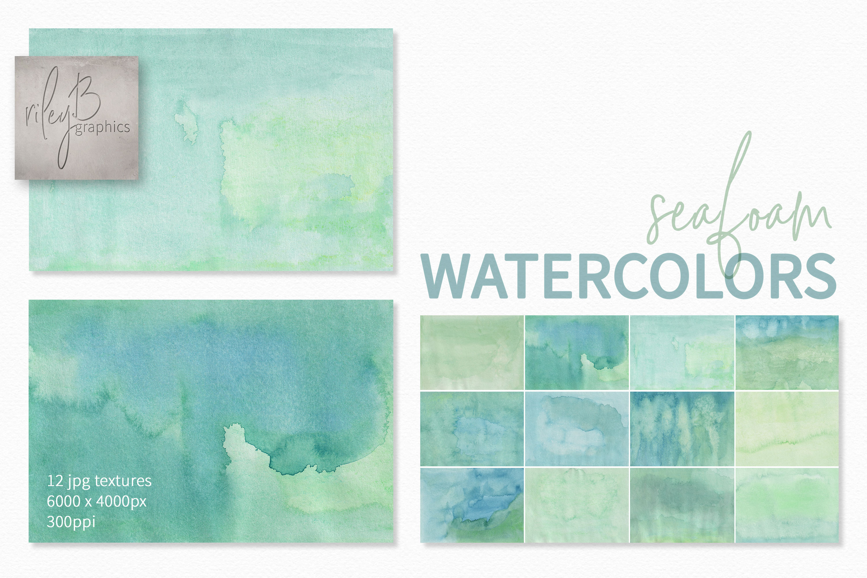 Seafoam Watercolor Textures, a Texture Graphic by rileyBgraphics ...