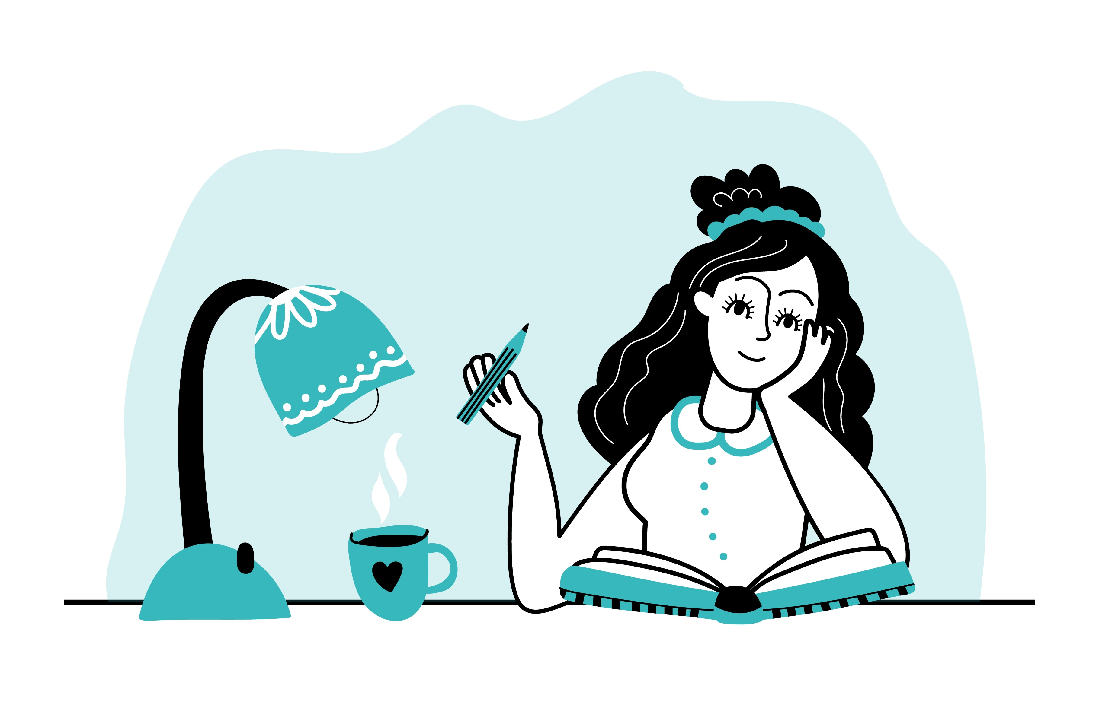 Girl and diary. Woman write journal, a Graphic by Valerie Bodnar