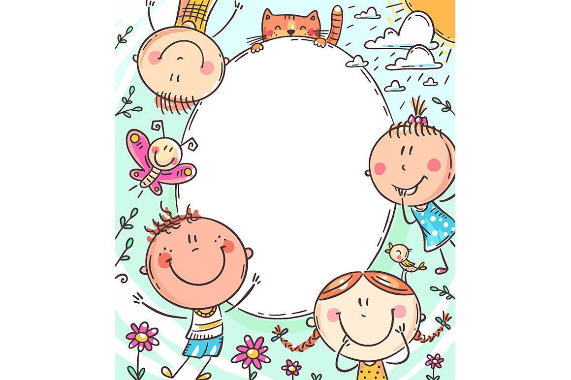 Oval frame doodle kids copy space, an Illustration by Bubert Art ...