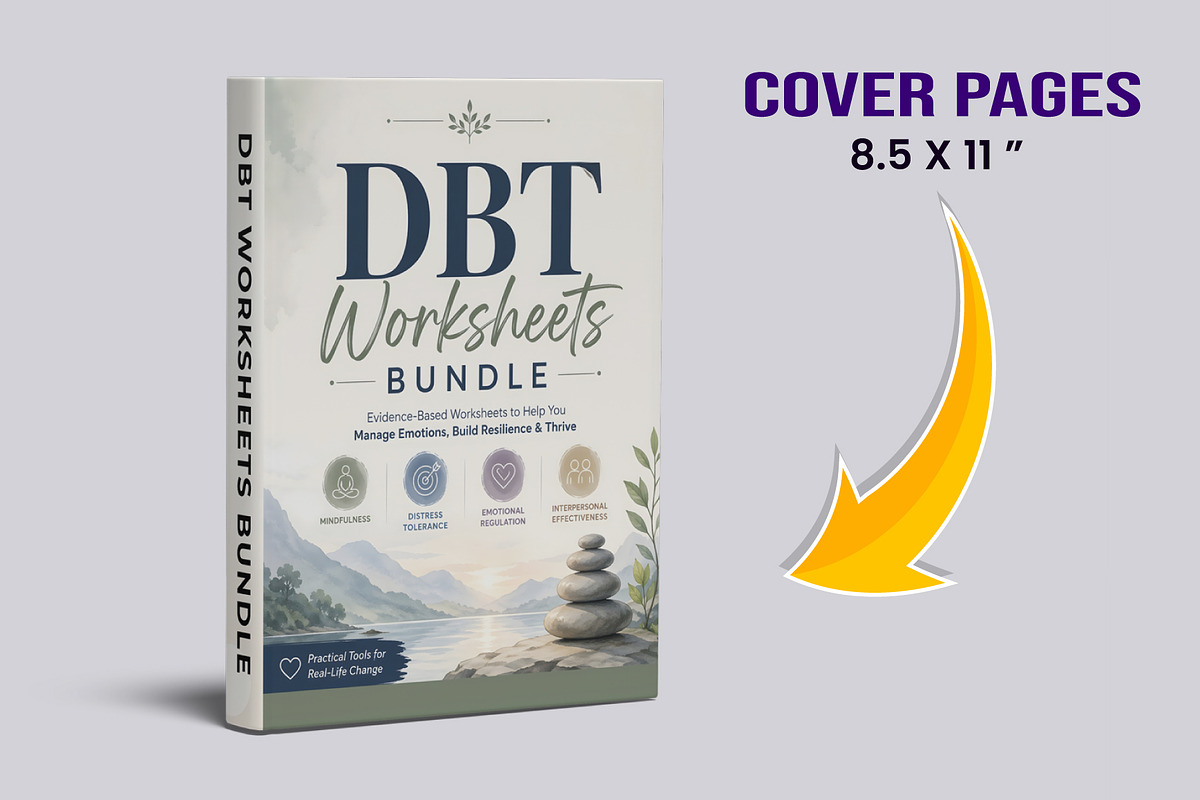 DBT Worksheets Bundle, a Stationery Template by Designmela01
